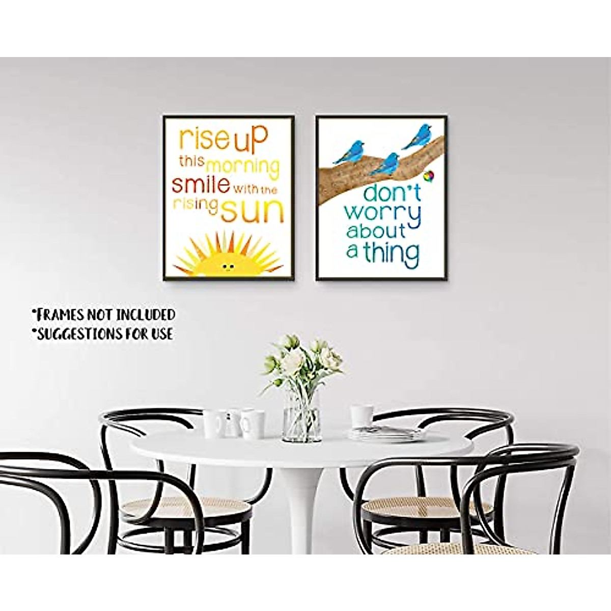 SEOLLX Watercolor Birds Inspirational Quote Art Print，Three little Birds Wall Art Set of 3（ 8 x10 ）Posters Don't Worry, Every Little Thing is Gonna be Alright,Motivational Typography Saying with Birds Canvas Wall Art Printing for Office Classroom Decor