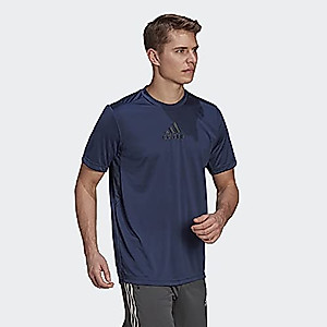 adidas Men's Primeblue Designed 2 Move 3-Stripes Tee, Crew Navy/Black, X-Large
