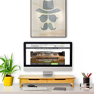 Prosumer's Choice Bamboo TV/Monitor Stand and Riser with 2 Pull-Out Drawers – Extra Long 30” | Rectangle Laptop/TV Riser Computer Stand | Media Console, Entertainment Center for Living Room Bedroom