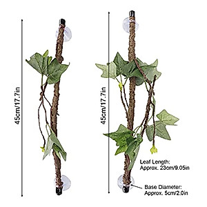 plplaaoo 2Pcs Reptile Corner Branch Terrarium Plant Decoration with Suction Cup Resin Plant, Reptile Terrarium Climb Corner Tree Branch for Amphibian Lizard Snake Gecko Habitat Decoration Accessory