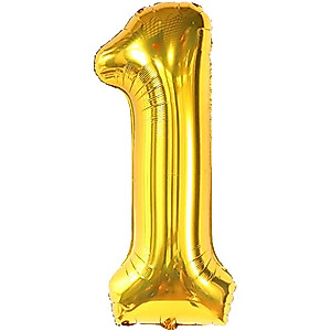 KatchOn, Gold One Balloon for First Birthday - 40 Inch | 1 Balloon for 1st Birthday | Number 1 Balloon for 1st Birthday Decorations for Boys | First Birthday Balloons, Wild One Balloons Decorations