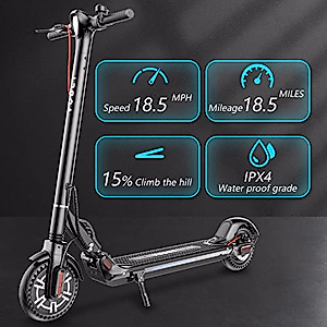 VOBET Adults Electric Scooter,350W Motor,8.5Inch Solid Tire,18.5 Miles 18.5 MPH Portable Folding Commuting Scooter for Adults with Front and Rear Shock Absorption System and APP