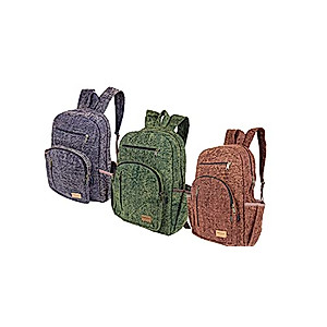 KHUSI Durable Natural Organic Hemp Backpack - Strong Premium Quality Construction & Large Storage Travel Size Design Shoulder Bag - Perfect for Traveling School Laptop Carrying Usage