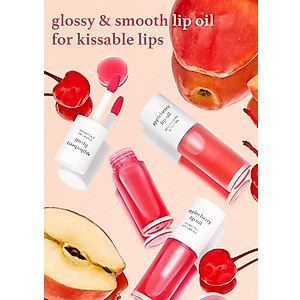 NOONI Appleseed Lip Oil Set - Appleberry & Applecherry | with Apple Seed Oil, Lip Oil Duo, Lip Stain, Long-Lasting, Plumping, Gift, Gift Sets, For Chapped and Flaky Lips