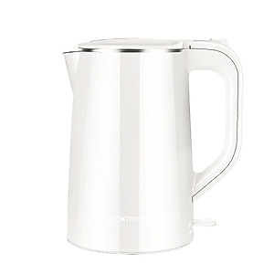 COOKTRON 1.7L Electric Kettle Quiet, Double Wall Hot Water Boiler BPA-Free, Quiet Boil and Cool Touch Tea Kettle, Cordless with Auto Shut-Off & Boil Dry Protection, 1500W Fast Boiling, White
