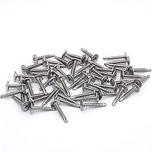 L-A #8 x 1-1/4" 410 Stainless Steel Wafer Head Phillips Self Drilling Screws Sheet Metal Tek Screws, Modified Truss Head Self Driller (50 Pcs;4.2 x 32mm)