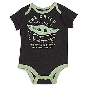 STAR WARS The Child Newborn Baby Boys Fleece Hoodie Short Sleeve Bodysuit and Pants 3 Piece Baby Outfit Set Grey/Green 0-3 Months