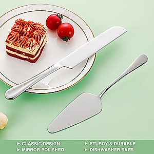 ERVILO Cake Serving Set, Cake Pie Pastry Servers, Stainless steel Cake Knife and Server Set Perfect For Birthday, Wedding, Parties and Events (Silver)