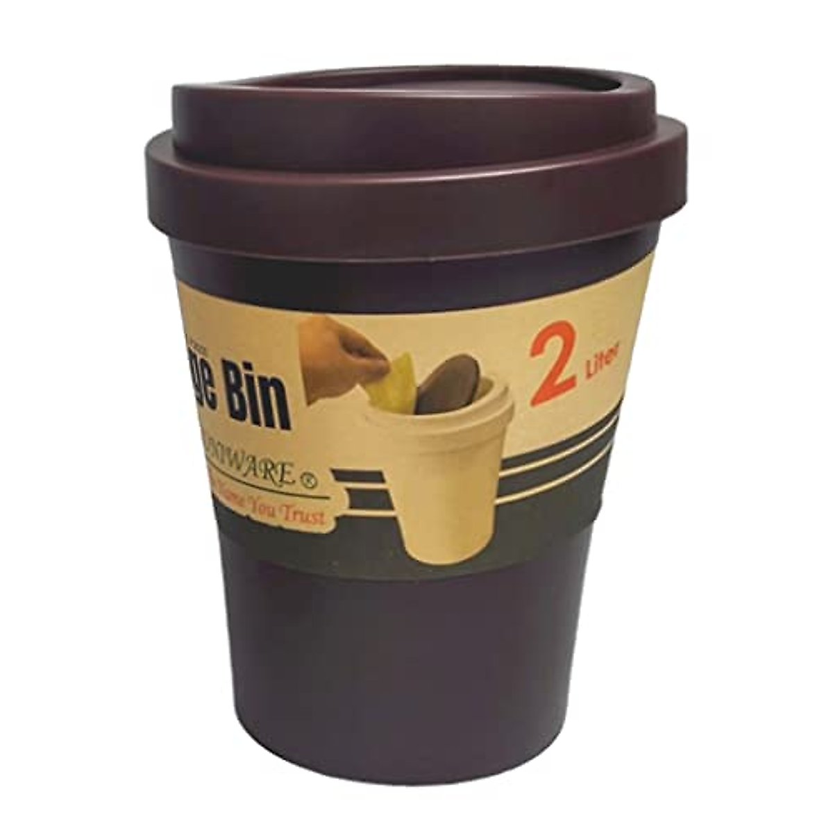 UW UNIWARE THE NAME YOU TRUST 2 LT Coffee Cup Mini Trash Can with Lid Countertop Trash Can for Desk Office Coffee Top, Swing Top Trash Bin (Brown)