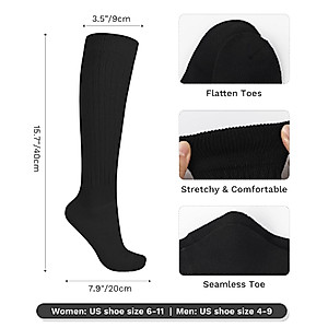 JOCMIC Slouch Socks for Woman 3 Pairs Women Scrunch Socks Extra Long Knee High Slouchy Socks Size 6-11 black+dark blue+dark grey