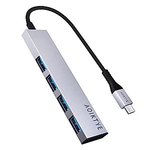 USB C to USB Hub 4 Ports 5Gbps, Aluminum USB C Adapter with 4 USB 3.0 Ports for Mac Mini, MacBook Pro/Air, Samsung S9/S8, iPad Pro, XPS, Dell, Chromebook, and More