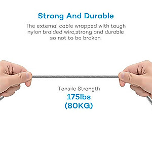 Multi Charging Cable, Multi USB Cable 3A 4FT USB Charging Cable Nylon Braided Universal 4in1 Multi Charger Cable Adapter Type-C/Micro USB Port,Compatible with Cell Phones and More (Silver, 2Pack)