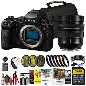 Panasonic Lumix S5 II Mirrorless Camera (DC-S5M2BODY) + Panasonic Lumix 16-35mm f/4 Lens + 64GB Memory Card + Filter Kit + Color Filter Kit + Corel Photo Software + DMW-BLK22 Battery + Bag + More