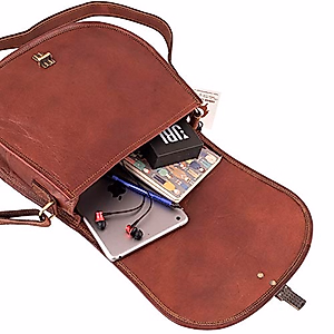 Women's Leather Crossbody Handbags & Shoulder Saddle Bags Vintage Brown Purses Designer Women Boho Satchel Hand Bag Ladies Handmade Vintage Travel Fashion Cross Body Sling Phone Wallet for Her, XXL