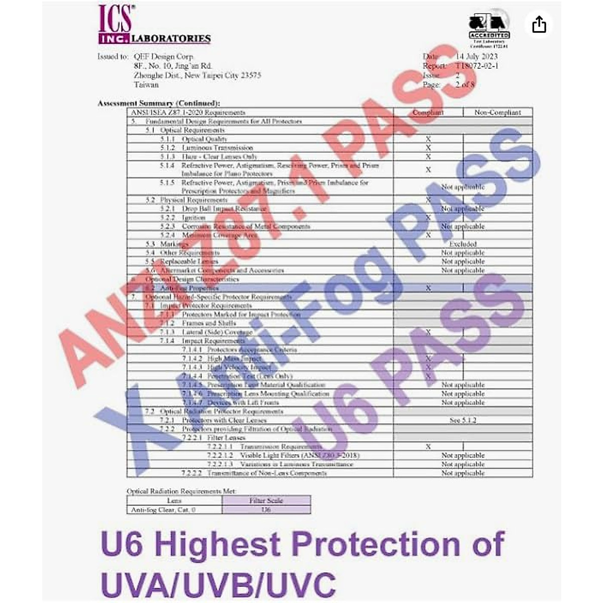 HTS HUNTERSKY E9532 Super Flexible Lightweight Anti Fog Wrap-Around U6 Clear Shooting Safety Glasses with ANSI Z87.1 Scratch Resist