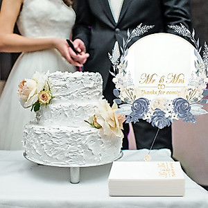 100 Pieces Wedding Napkins for Reception Disposable Bridal Shower Napkins Gold Foil Wedding Decorations for Wedding Shower Engagement Party Decorations Cocktail Beverage Dessert (Simple Styles)