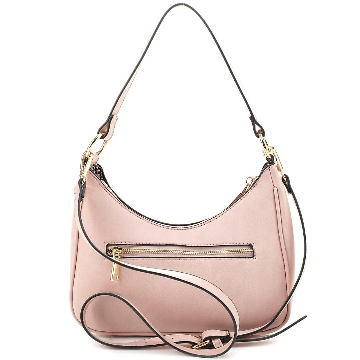 Vegan Leather 2 Way Medium Classic Retro Shoulder Bag Crossbody Purse Wallet Set (Khaki)