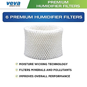 VEVA 6 Pack Premium Humidifier Filters Replacement for Honeywell Filter A, HAC-504, HAC-504AW, HCM 350 and Other Cool Mist Models