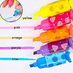 Candy Shape Highlighter, 6pcs Cute Candy Highlighters, Enhanced Notetaking Marker Pen, Size Light Weight Candy Highlighter Pens with Delightful Fruit Patterns For Kids Drawing and Greeting Card