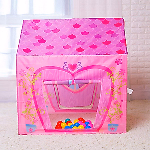 POCO DIVO Floral Princess Castle Girls Pink Palace Play Tent Kids Pretend Fairy Playhouse