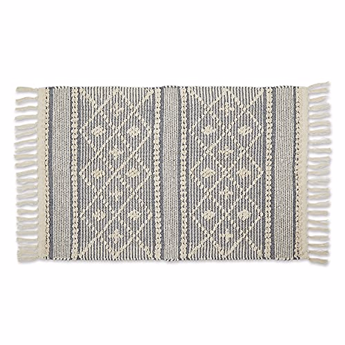 DII Woven Rugs Collection Textured Hand-Loomed with Fringe, 2x3', Gray Diamond