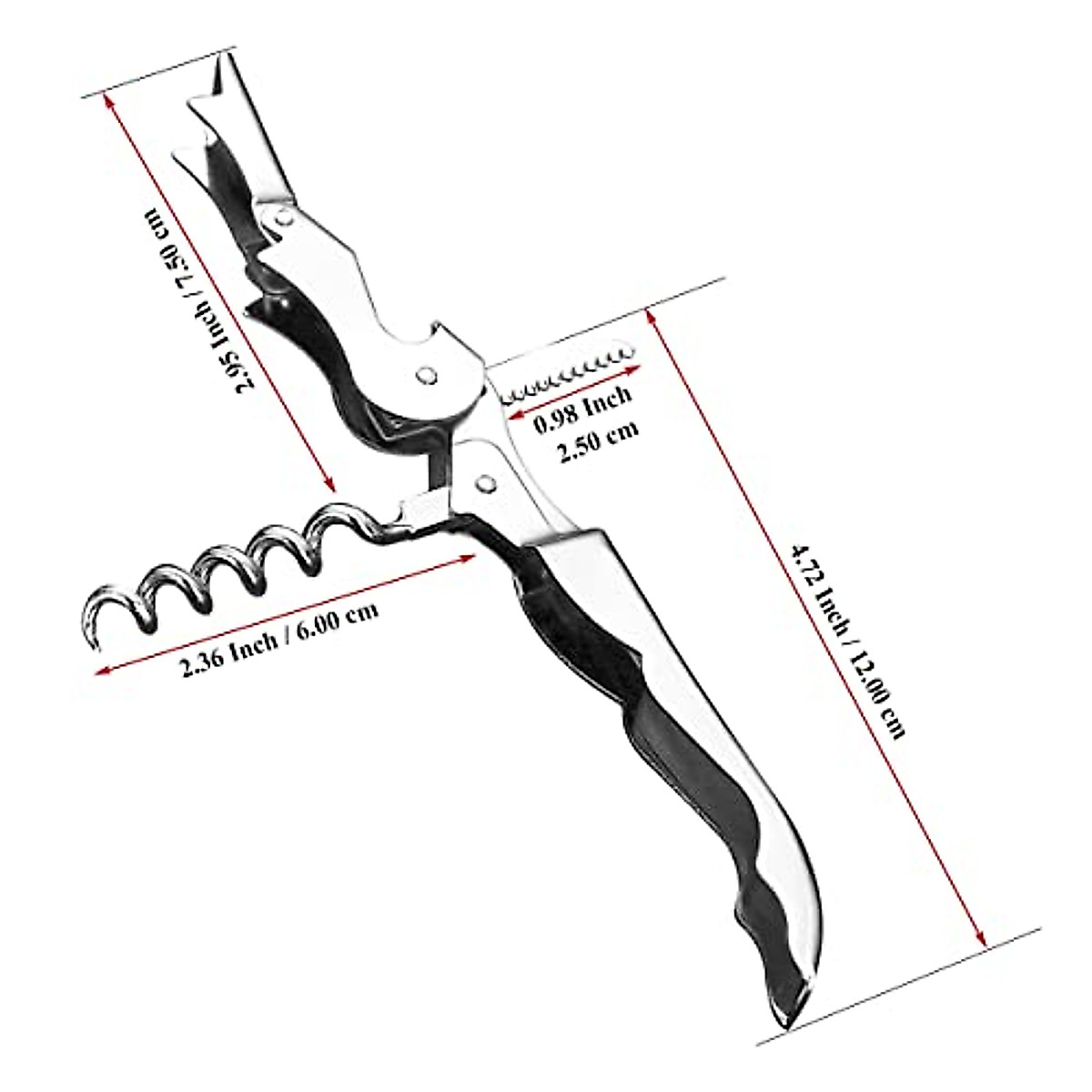 Kyraton Waiter Corkscrew Wine Key Wine Opener with Foil Cutter,Stainless Steel Classic All-in-one Corkscrew Double Hinged Corkscrew Bottle Opener For Beer Bar Restaurant Waiters, Set For 1 (Silver)