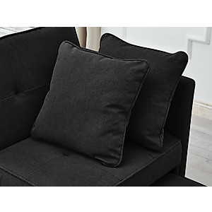 SmartEdge 4 in 1 Convertible Sleeper Chair Bed, Pull Out Small Couch Ottoman Bed with 3-Level Adjust Backrest, Multifunction Futon Chair Recliner Sofa Bed with 2 Pillows for Living Room, Black