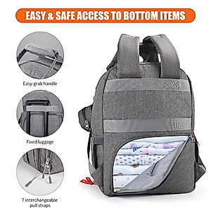 Homfu Diaper Bag Backpack with Changing Pad for Mommy Bags Grey Laptop Travel Backpacks Multifunction Dad Diaper Bag Waterproof Large Capacity Maternity Back Pack for Mom Boys Girls