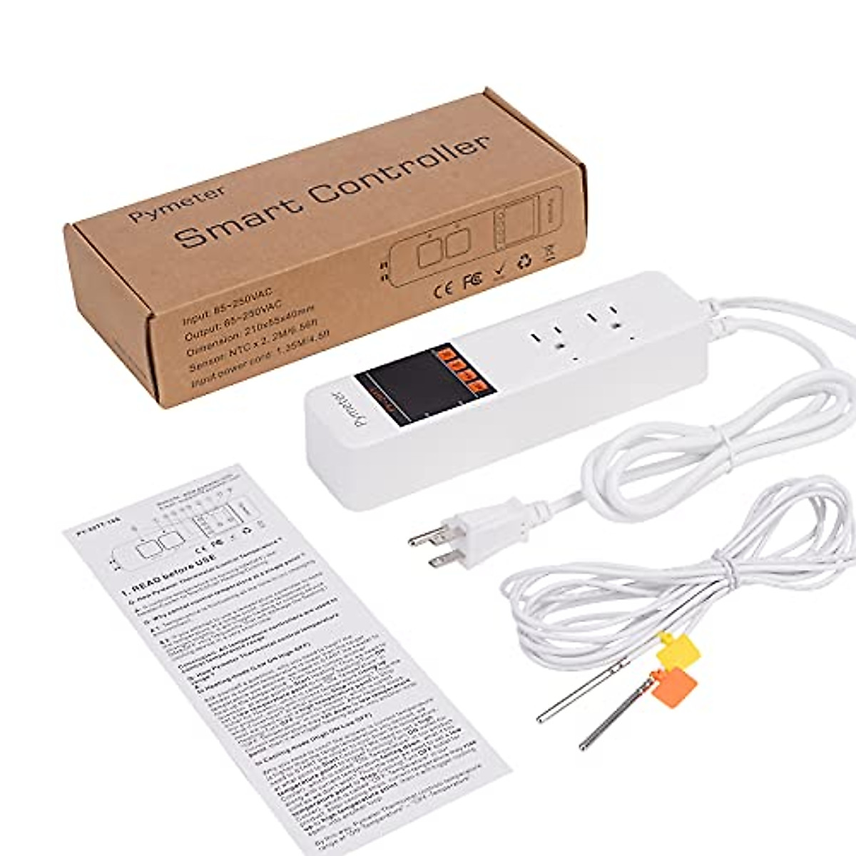 Pymeter Dual Probe Plug in Temperature Controller Heat Mat Thermostat Reptile Temp Controlled Outlet for Terrarium, Aquarium, Brewing, Seedling, Germination and Greenhouse