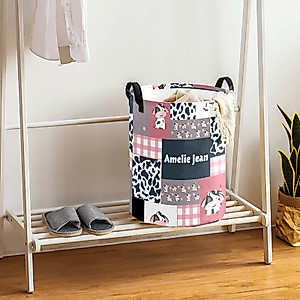 Cute Cows Print Patchwork Storage Bin, Waterproof Oxford Fabric Clothes Basket Organizer for Laundry Hamper,Toy Bins,Gift Baskets, Bedroom, Clothes,Baby Nursery