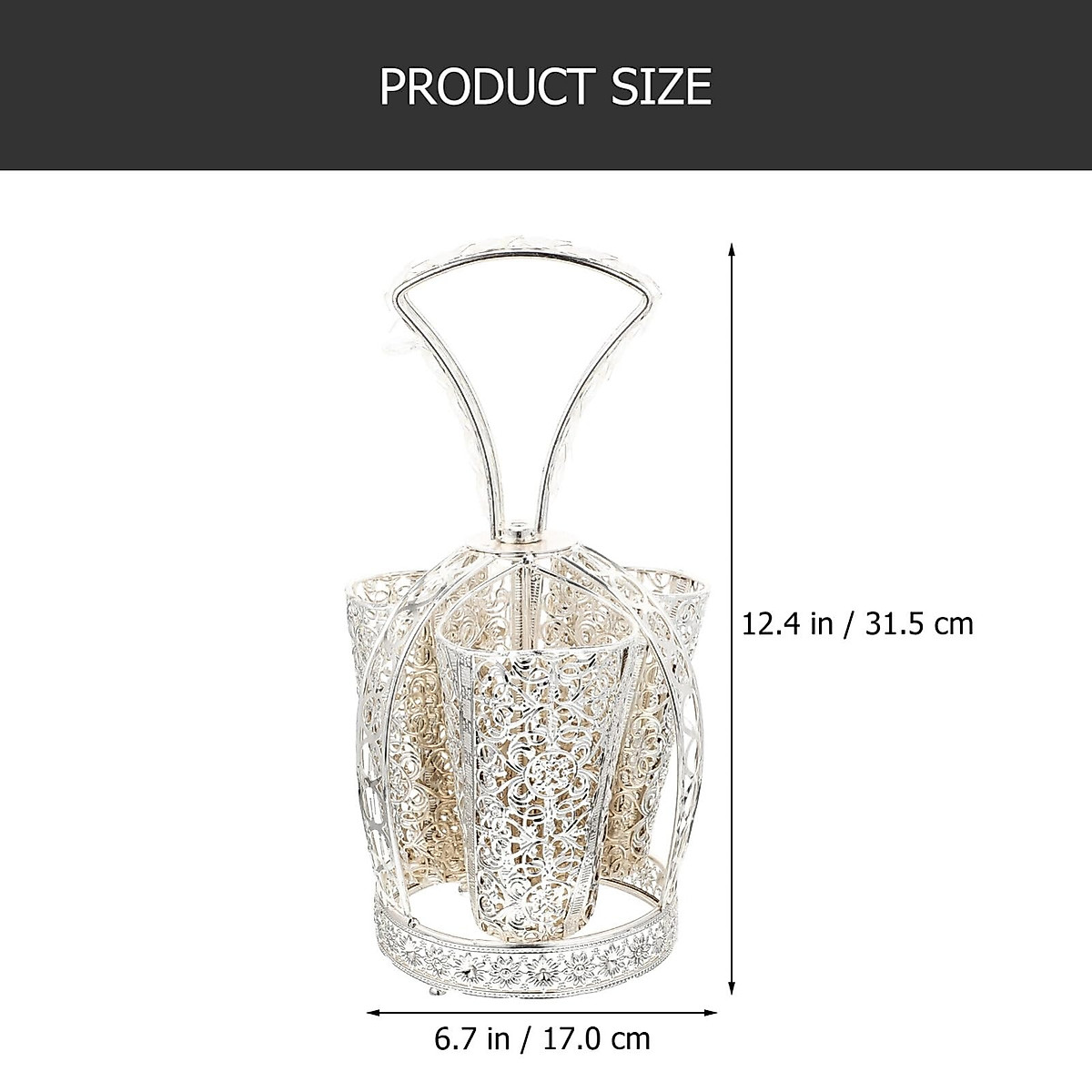 Cabilock Metal Utensil Caddy Silverware Organizer Cutlery Holder 3-Section Coffee Spoon Dessert Fork Holder Utensil Tabletop Centerpiece for Coffee Bar Dining Room Kitchen