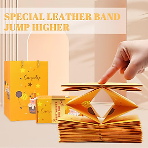 Surprise Gift Box Explosion for Money, Unique Folding Bouncing Red Envelope Gift Box with Confetti, Cash Explosion Luxury Gift Box for Mom Birthday Anniversary Valentine Proposal (15 Bounces) (Yellow)