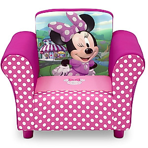 Delta Children Upholstered Chair, Wood, Disney Minnie Mouse & Disney Minnie Mouse 6 Bin Design and Store Toy Organizer