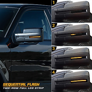 RUXIFEY Sequential LED Side Mirror Reflector Lights Smoked Lens Compatible with Ford F150 2009 to 2014