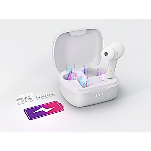 Lenovo Smart True Wireless Earbuds - Smart Switch Fast Pair - Active Noise Cancelling Earphones with Wireless Charging Case - 28 Hrs Playtime Headphones - 6 Built-in Mics - Bluetooth - White