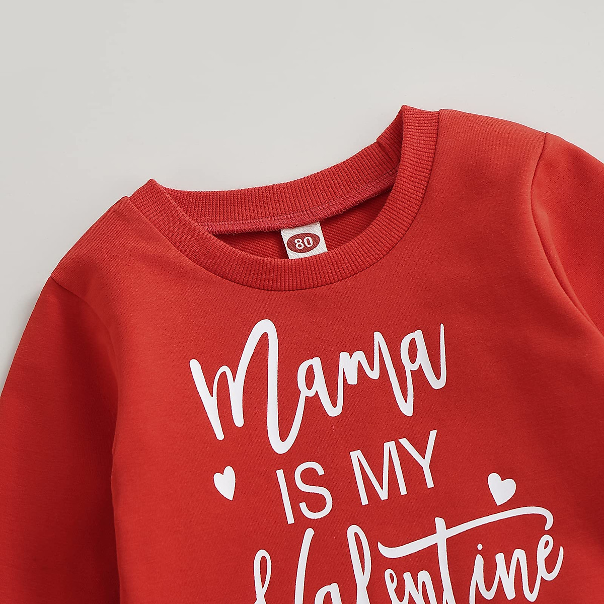 Infant Baby Girl Boy Valentine 's Day Outfit Long Sleeve Crewneck Sweatshirt Pullover Tops Shirts Fall Winter Clothes (V-Red, 6-12 Months)