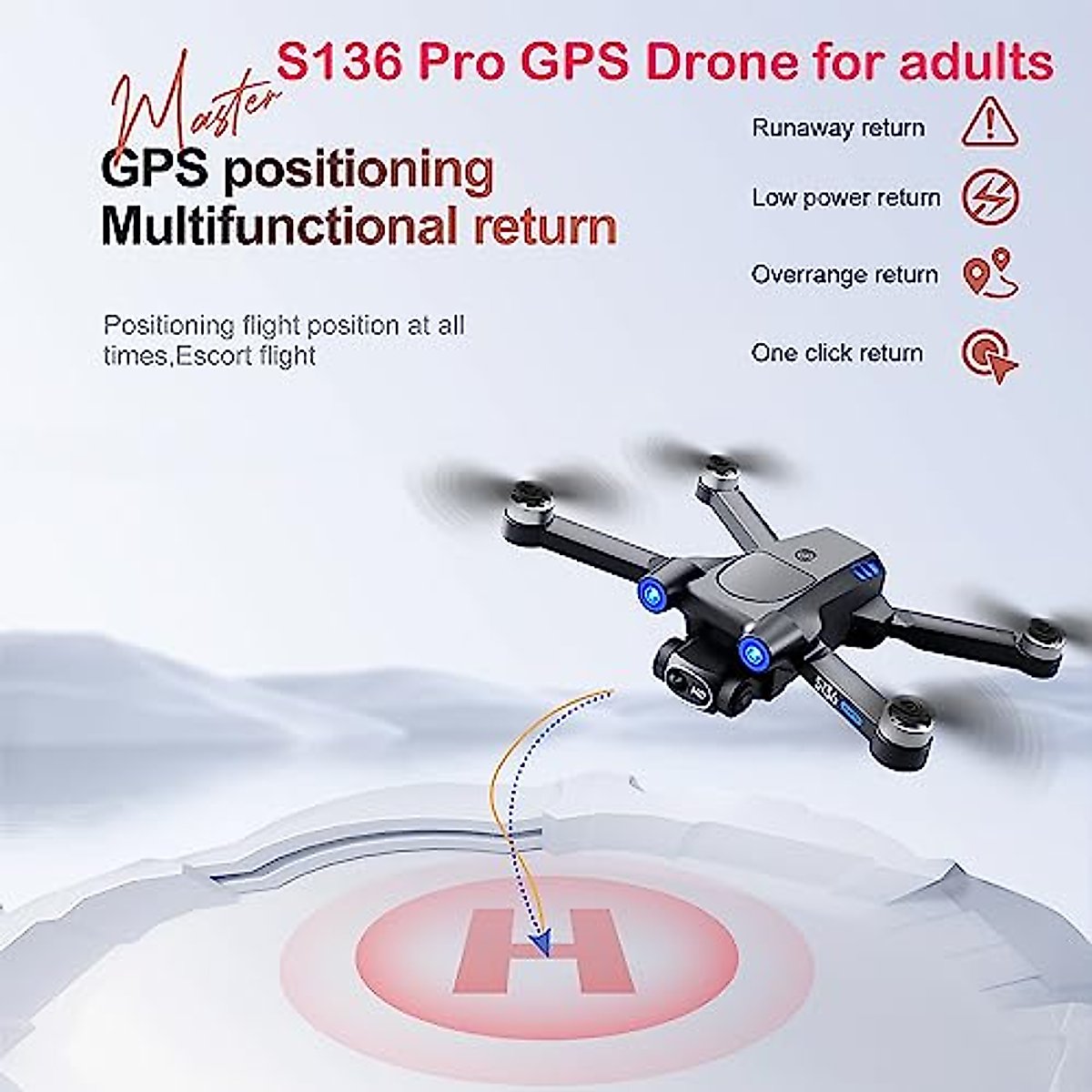 Dynoson GPS Drone with 4K HD Camera for Adults Beginners, 3 Batteries for 60 Minutes Long Flight Time,5G Transmission FPV and Long Range GPS Drone with Brushless Motor and Optical Flow,GPS Auto Return,Intelligence Follows me,Include 3 Batteries and handba