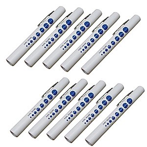 EMI White Bright LED Disposable Diagnostic Penlights with Pupil Gauges - Select Quantity (10 Pack)