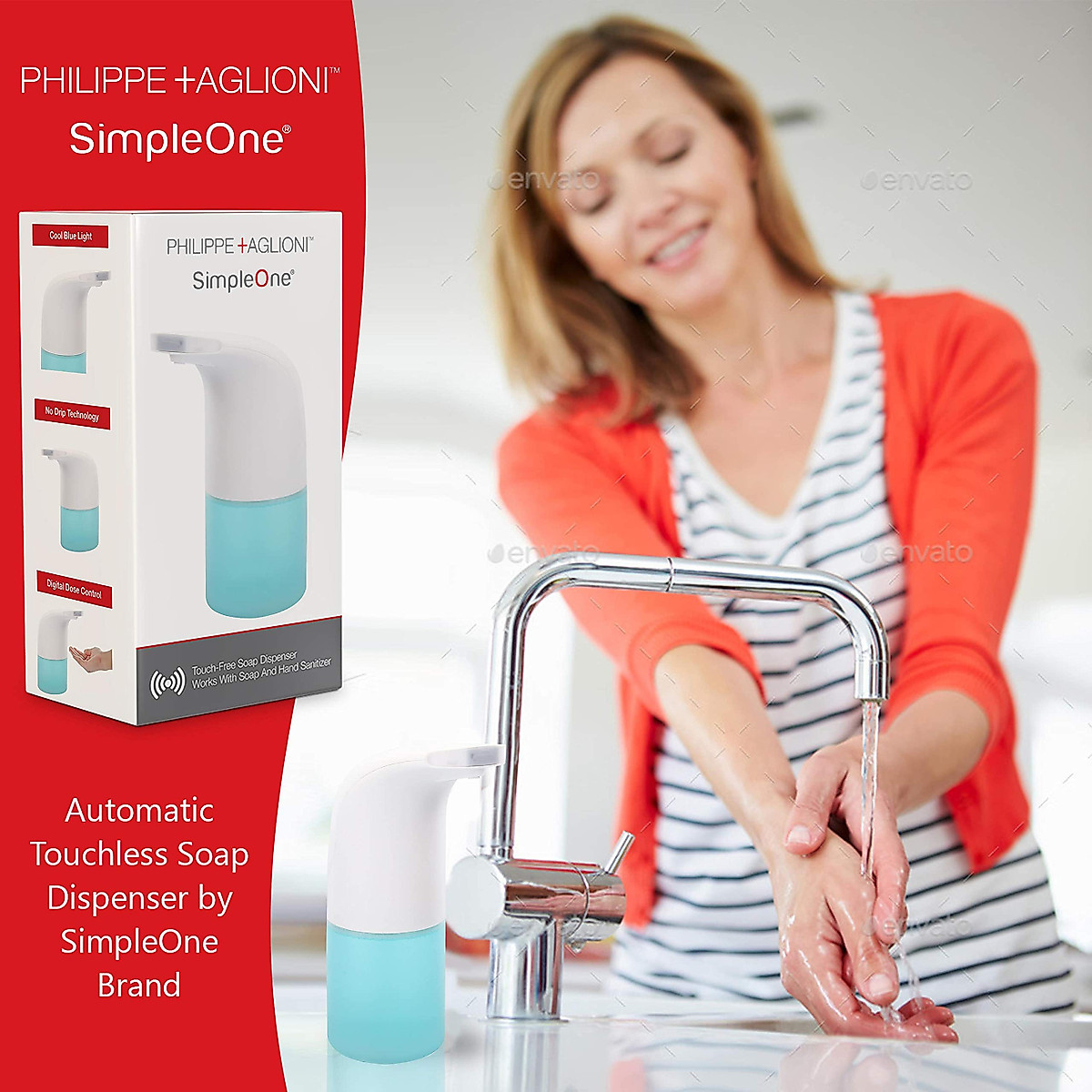 Simpleone Automatic Foaming Touchless Soap Dispenser | Stylish Design | Efficient Sensor Pump | Perfect for Bathroom and Kitchen | Arctic White