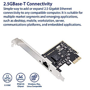 IO CREST 2.5 Gigabit Ethernet PCI Express PCI-E Network Interface Card 10/100/1000/25000 Mbps RJ45 LAN SI-PEX24059