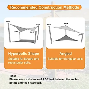Artpuch 12' x 12' Sun Shade Sails Square Canopy, Sand UV Block Cover for Outdoor Patio Garden Yard