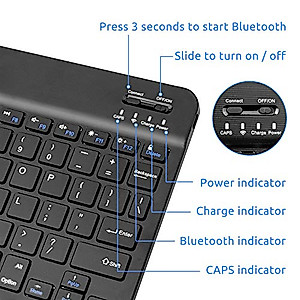 Samsung Galaxy Tab S7/S8/S9 Wireless Keyboard,Universal Slim Portable Bluetooth Keyboard Compatible with Samsung Galaxy Tab S7/S8/S9 Keyboard with Built in Rechargeable Battery,Black