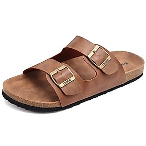 ONCAI Men's-Slide-Sandals-Beach-Slippers-Slippers Shoes Indoor and Outdoor Anti-skidding Flat Cork Sandals and Male Summer Beach Slippers with Non-Slip Soles Size 12