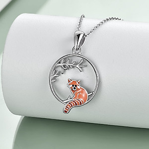 YAFEINI Red Panda Gifts Sterling Silver Red Panda Pendant Necklace Cute Red Panda Jewelry for Women Gifts