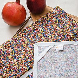 TARAN LIVING Printed Kitchen Dish Bar and Tea Towels Cotton, 18x28 inch with Trims, Cotton Dish Towel Sets (Yellow & White, Set of 2)