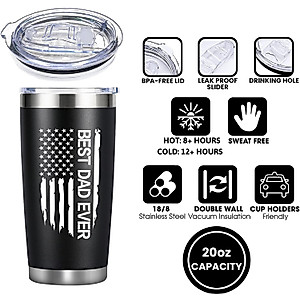 Best Dad Gifts from Kids, Son, Daughter, Funny Christmas Gifts for Dad, Cool Birthday Gifts Dad, Fathers day, Unique Thanksgiving Day Gifts, Dad Travel Coffee Mug Wine Tumbler with Lids and Straw 20oz