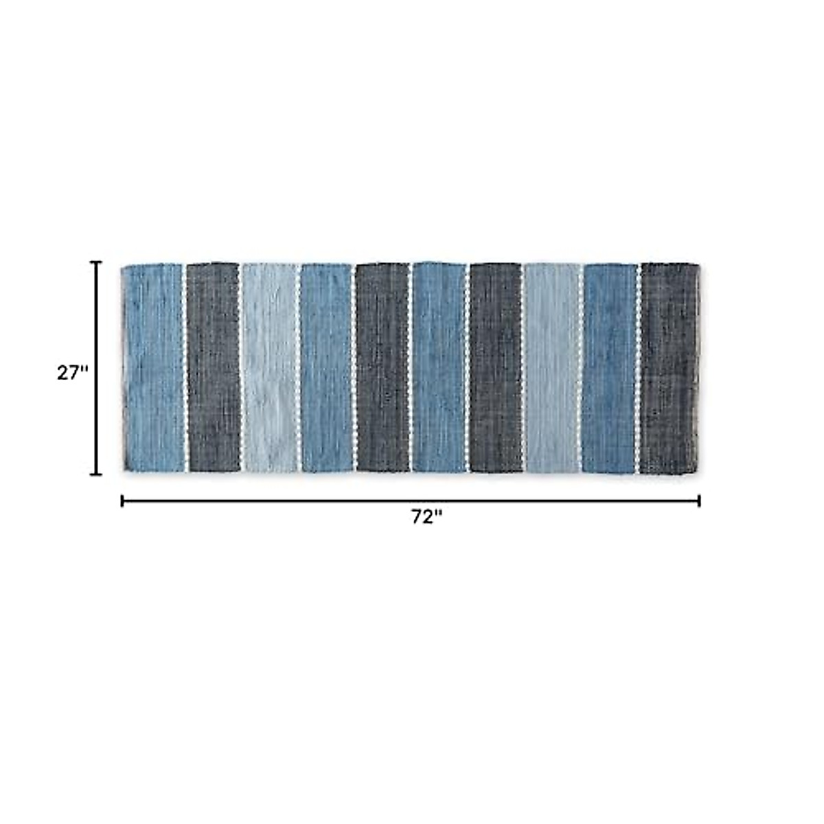 DII Chindi Rug Collection, Reversible, Recycled Yarn, Hand-Dyed, 2 Ft 3in x 6 Ft, Denim