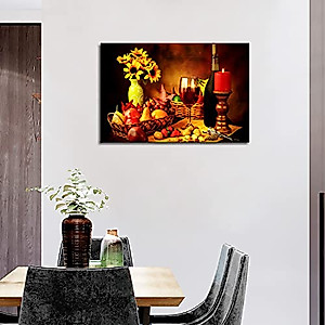 Fruit and Food Wine Wall Art Good Decor for Kitchen The Painting The Pictures Prints On Canvas Modern Artwork for Home Living Room Kitchen Restaurant