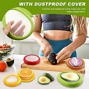 Silicone Fruit Storage Box | Set of 4 Reusable Silicone Fruit & Vegetable Storage Containers | Avocado Saver, Tomato Holder, Onion, Garlic & Lemon Keepers for Fridge - Ideal Kitchen Organizers