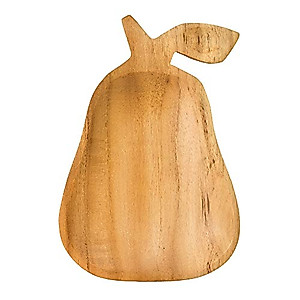 Cute Fruity Pear Carved Teak Wood Snack Plate | Wooden Fruit Platter Tray Home Décor | Kitchen Living Room Modern Home Decoration